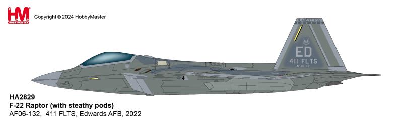 F-22 Raptor (with steathy pods) AF06-132, 411 FLTS, Edwards AFB, 2022