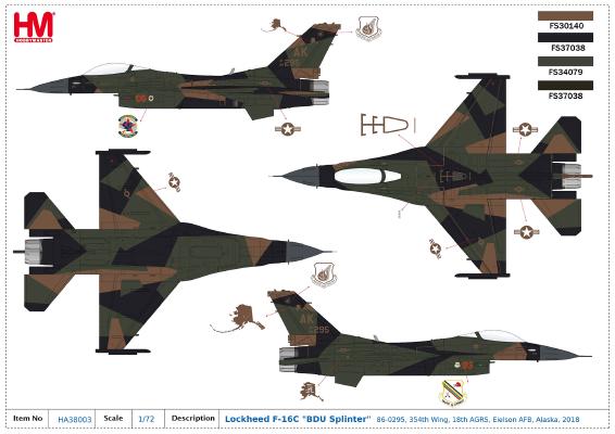 Lockheed F-16C “BDU Splinter” 86-0295, 354th Wing, 18th AGRS, Eielson ...