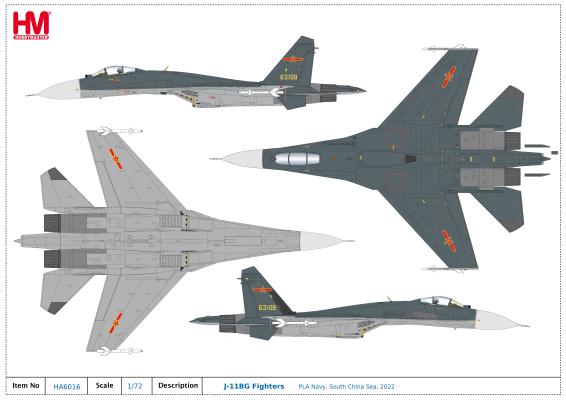 J-11BG Fighter 63109 PLA Navy, South China Sea, 2022