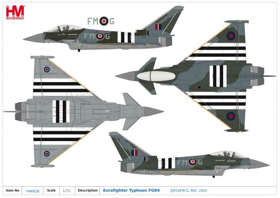 Eurofighter Typhoon FGR4 ZJ913/FM-G, RAF, 2024 (w/2 x ASRAAM, 4 x AIM ...