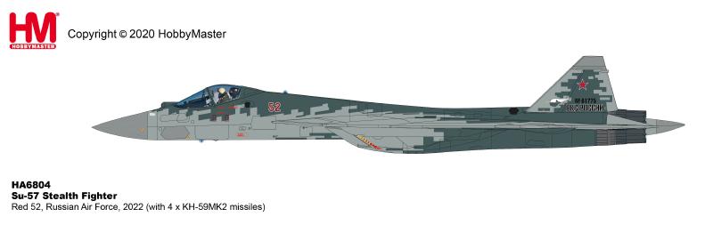 Su-57 Stealth Fighter Red 52, Russian Air Force, 2022 (with 4 x KH ...