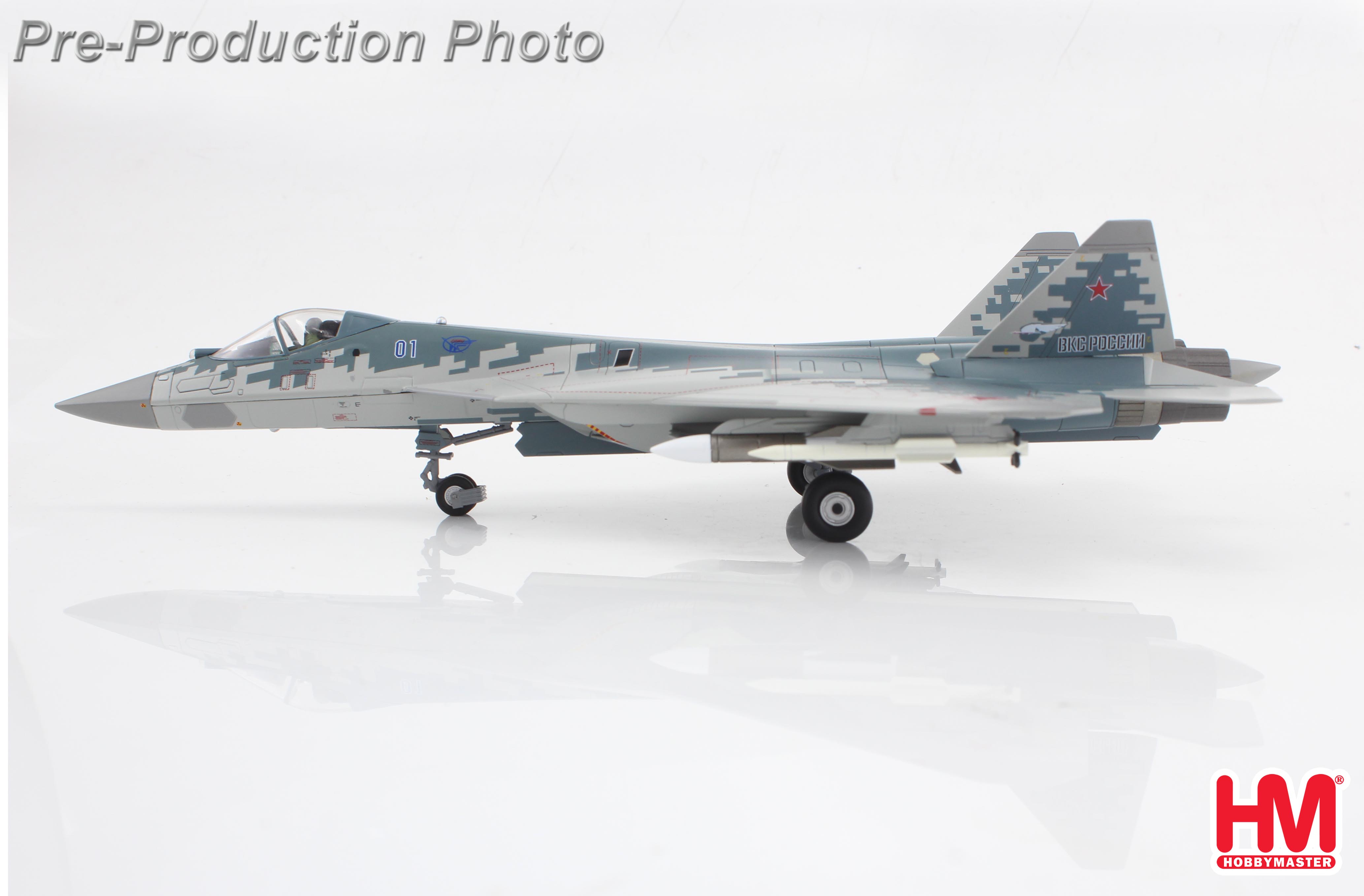 Su-57 Stealth Fighter 01 Blue, Russian Air Force, 2019 (w/ 2 x R-77 and ...