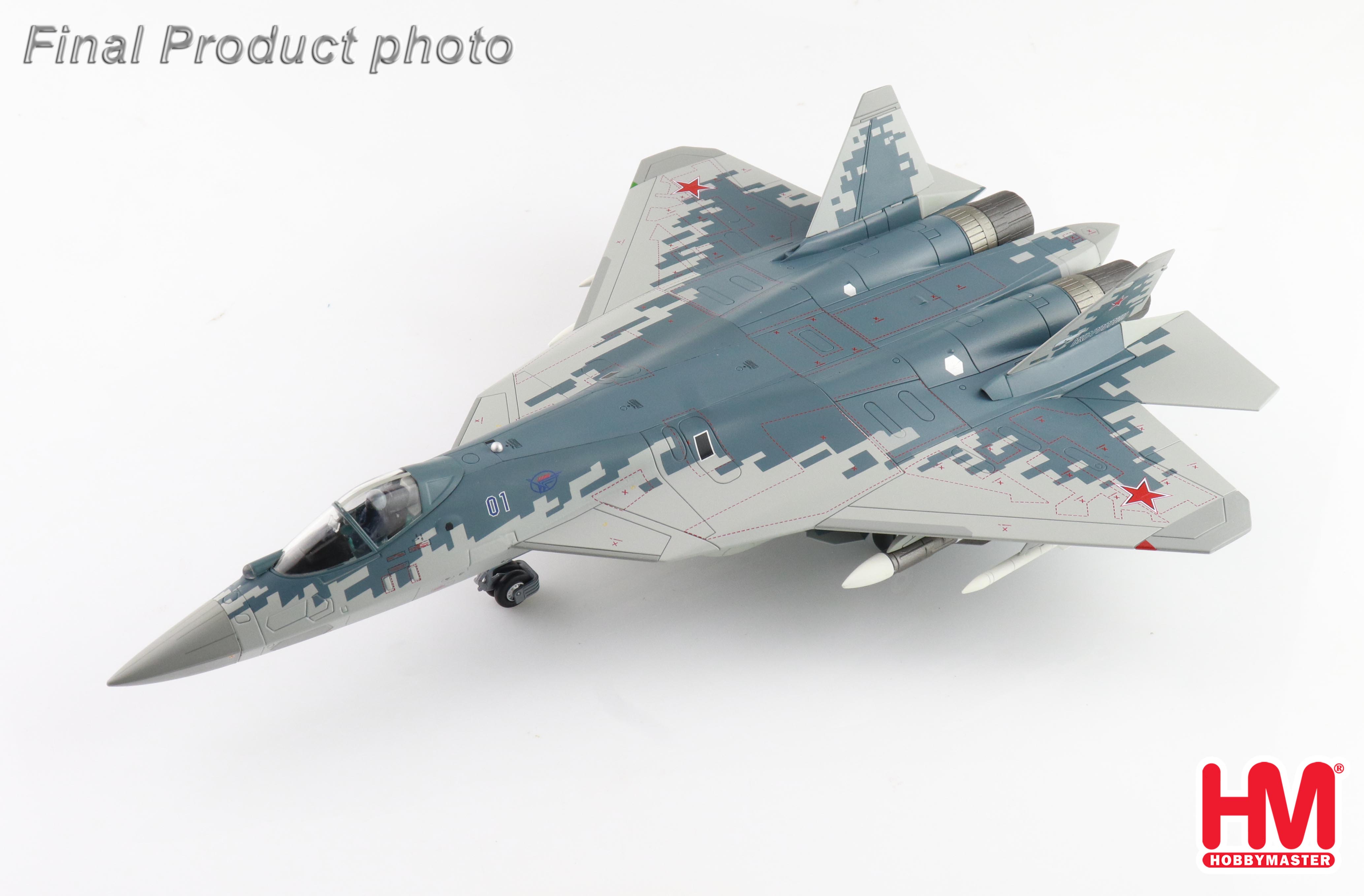 Su-57 Stealth Fighter 01 Blue, Russian Air Force, 2019 (w/ 2 x R-77 and ...