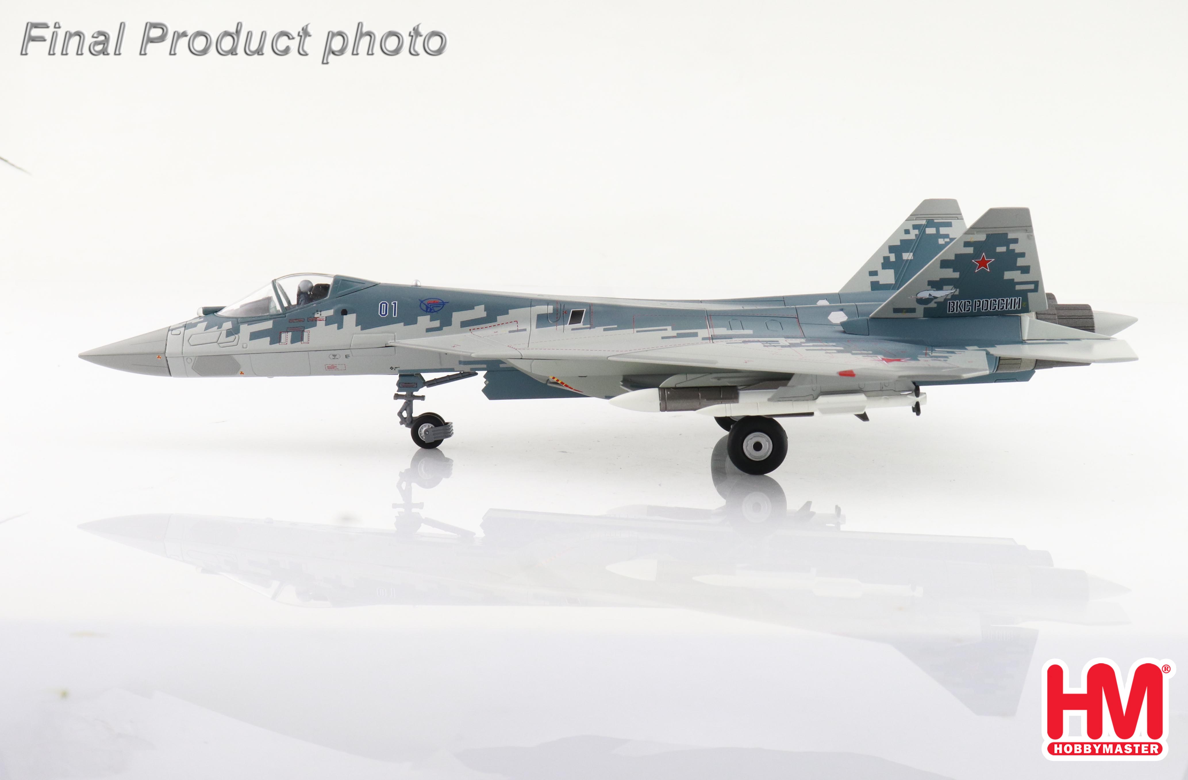 Su-57 Stealth Fighter 01 Blue, Russian Air Force, 2019 (w/ 2 x R-77 and ...