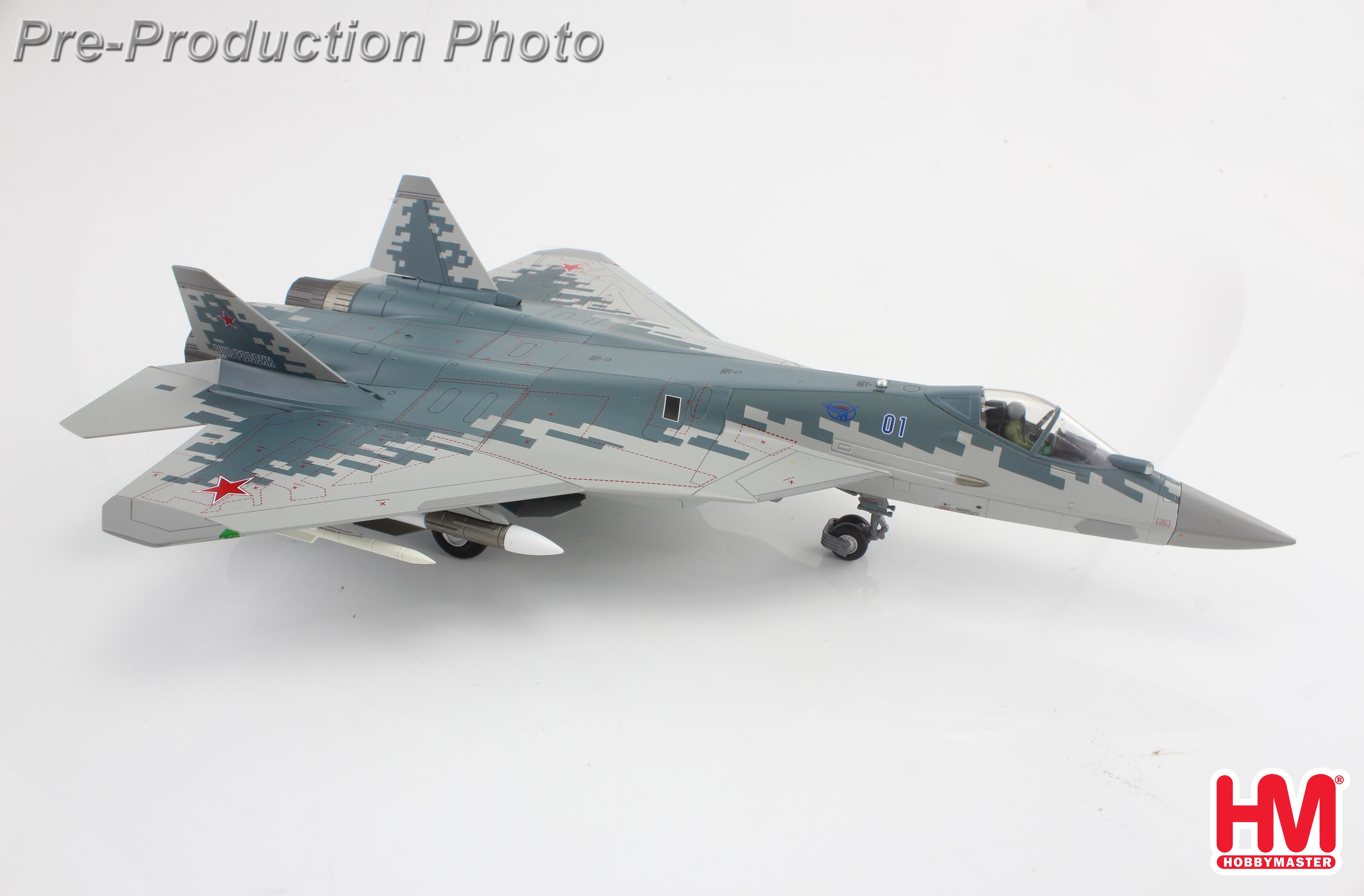 Su-57 Stealth Fighter 01 Blue, Russian Air Force, 2019 (w/ 2 x R-77 and ...