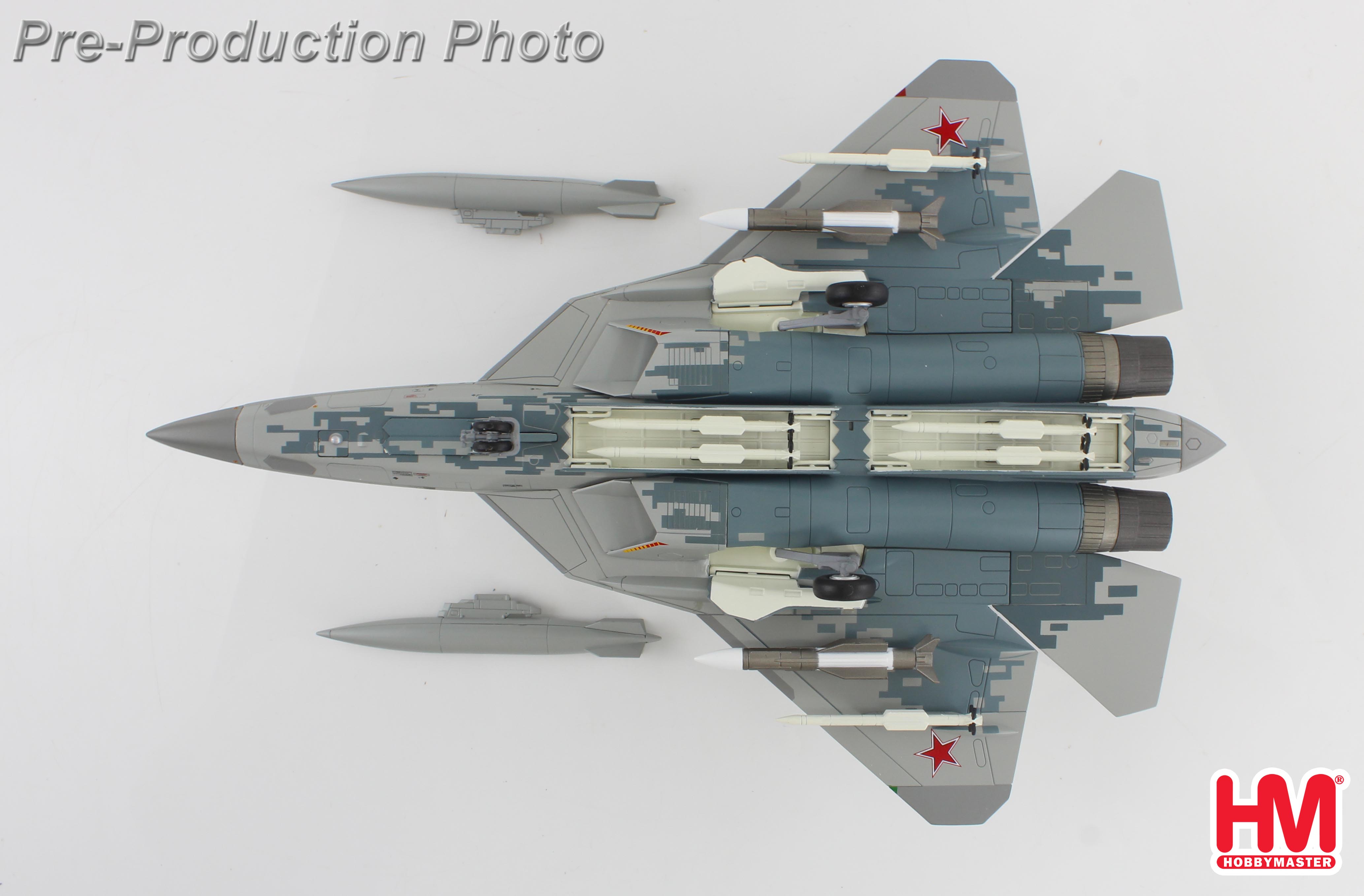 Su-57 Stealth Fighter 01 Blue, Russian Air Force, 2019 (w/ 2 x R-77 and ...