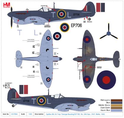 Spitfire Mk.Vb Trop "George Beurling" EP706, No. 249 Sqn., RAF, Malta, 1942