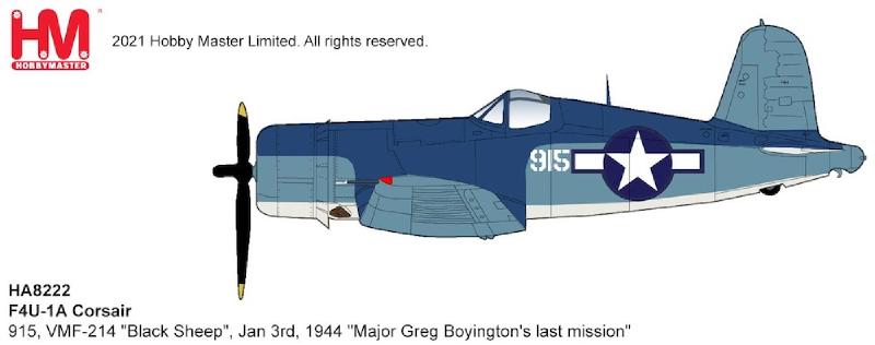 Vought F4U-1A Corsair 915 Major Greg -Pappy- Boyington VMF-214 Black ...