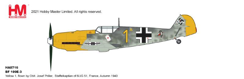 BF 109E-3 Yellow 1, Oblt. Josef Priller, Staffelkaptian 6/JG 51, France, Autumn 1940