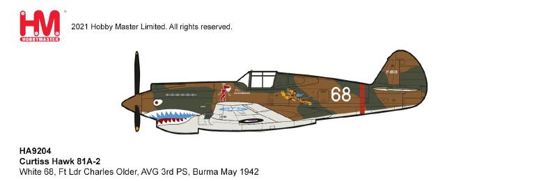 Curtiss Hawk 81A-2 White 68, Ft Ldr Charles Older, AVG 3rd PS, Burma ...