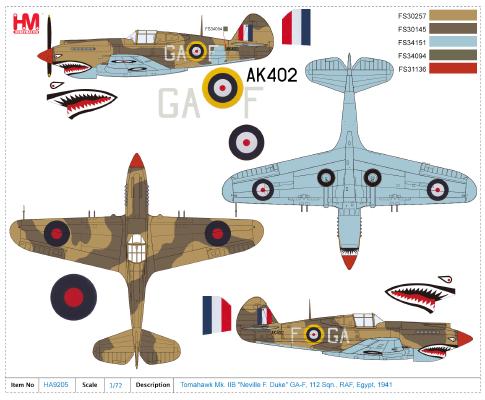 Tomahawk Mk. IIB "Neville F. Duke" GA-F, 112 Sqn., RAF, Egypt, 1941